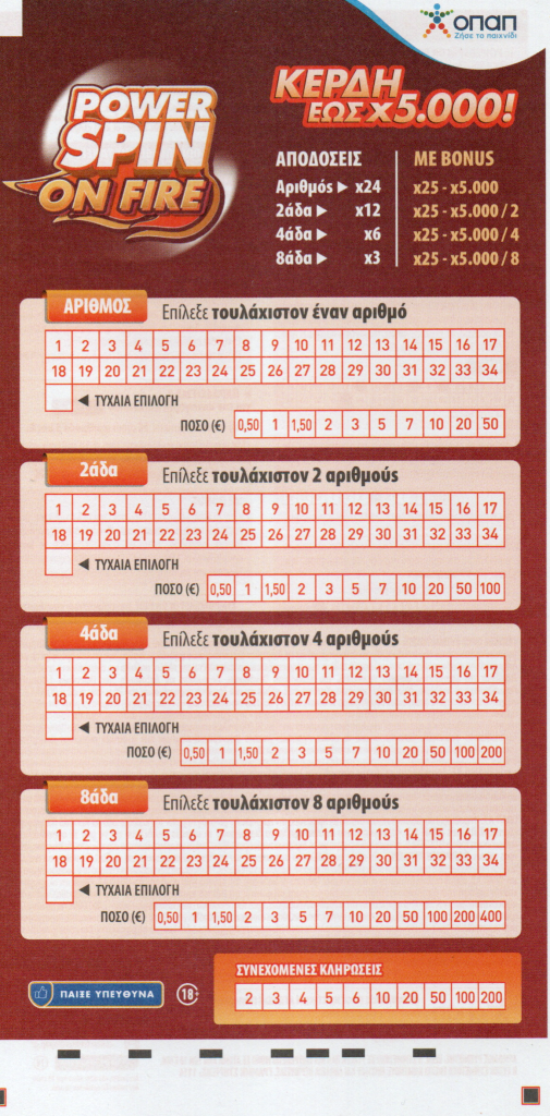 Power Spin ON FIRE- Κληρώσεις, Στατιστικά